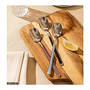 Spoons Soup Spoon Stainless Steel Spoon Household Soup Spoon Long Handle Rice Spoon Durable Delicate Bright Spoon Teaspoon (Color : Bigblue Mug)