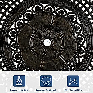 ONLYEAH 5 Pieces Outdoor Furniture Dining Set, All-Weather Cast Aluminum Round Patio Table with Umbrella Hole and 4 Cushioned Dining Chairs for Patio Garden Deck, Retro Pattern Design