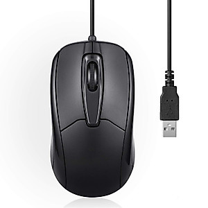 Perixx PERIMICE-209 3 Button USB Wired Mouse - Optical - 1000 DPI - 5.9 Ft Cable - Black
