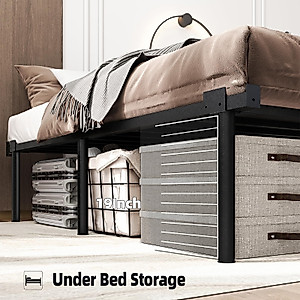 HAAGEEP 20 Inch Tall Platform Bed Frame Twin Size Metal Bedframe No Box Spring Needed Heavy Duty Mattress Frames High