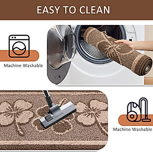 Kitchen Rugs Sets 3 PCS Non Slip Kitchen mats for Floor,Washable Kitchen Runner Rug,Super Absorbent Kitchen mats for Kitchen,Bathroom,Floor,Office,Sink(Brown,19.7"x47.2"+19.7"x31.5"+19.7" x 59")