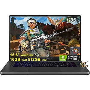 ASUS ROG Zephyrus G15 Gaming Laptop 15.6" WQHD IPS 165Hz (100% DCI-P3) AMD Octa-Core Ryzen 9 6900HS (>i7-11370H) 16GB RAM 512GB SSD GeForce RTX 3060 6GB Graphic USB-C Backlit Win11 Black + HDMI Cable