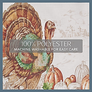 Elrene Home Fashions Holiday Turkey Bordered Fall Wrinkle Resistant Tablecloth, Seasonal Dining-Table Cover, 60" x 144" Rectangle
