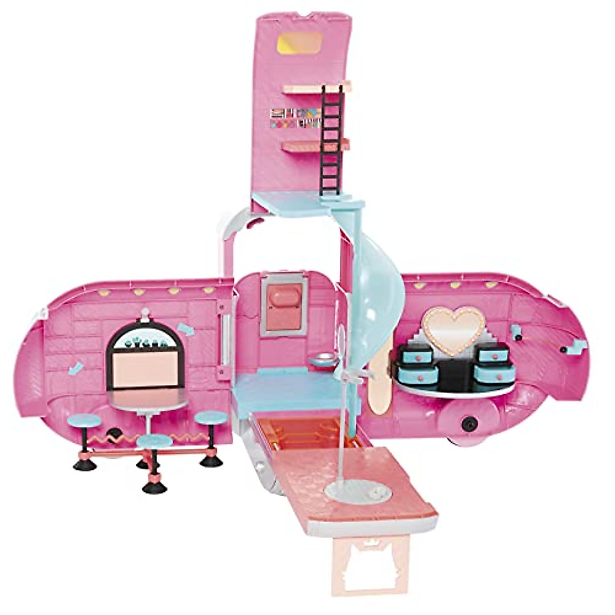LOL Surprise OMG Glamper Fashion Camper Doll Playset with 55+ Surprises, Fully-Furnished with Light Up Pool, Water Slide, Bunk Beds, Cafe, BBQ Grill, DJ Booth - Gift Toy for Girls Ages 4 5 6 7+ Years