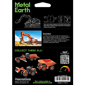 Metal Earth Fascinations Excavator 3D Metal Model Kit Bundle with Tweezers