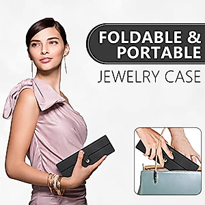 CHFONG Jewelry Box, 2 Layers PU Leather Display Jewellery Holder, Removable Travel Portable Jewelry Case for Necklace Earrings Rings Bracelets, Jewelry Boxes Organizer for Women Girls Wife - Black