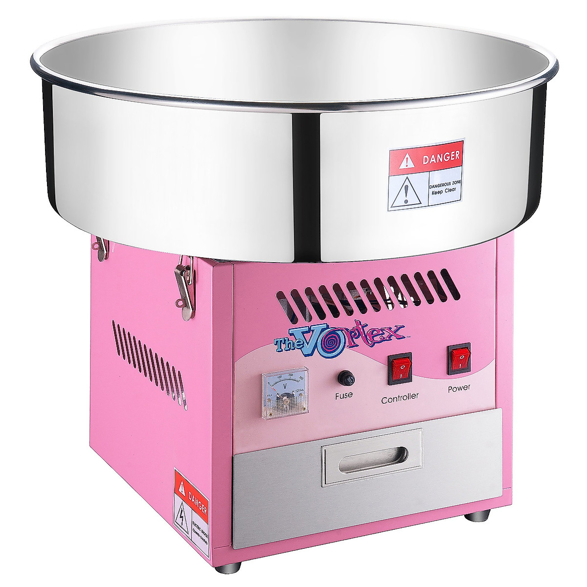 Cotton Candy Machine – 1000W Vortex Floss Maker with Stainless-Steel Pan - Uses Sugar or Hard Candy for Party Treat by Great Northern Popcorn (Pink)