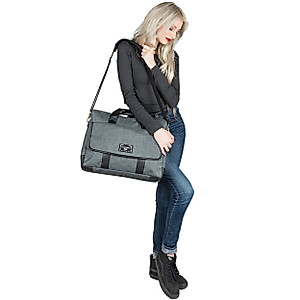 Compact Computer Case Business Shoulder Briefcase Crossbody Carrying Bag Tote Grey for Lenovo IdeaPad, ThinkPad, Y Series, Yoga, 100e Chromebook, 300e Chromebook