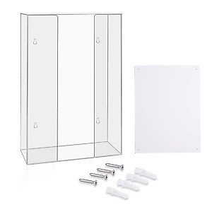 HIIMIEI Acrylic Glove Dispenser Wall Mount, Clear Plastic Glove Rack Floating Triple Gloves Box Holder 16.1'' X 10.2'' X 3.8'', Capacity Of 3 Glove Boxes