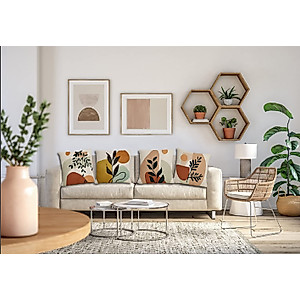 Menoeceus Boho Pillow Covers 18x18 Set of 4, Boho Throw Pillow Covers, Abstract Pillow Covers, Geometric Tropical Pillow Cover, Boho Decorative Throw Pillow Covers for Couch Cushion Case