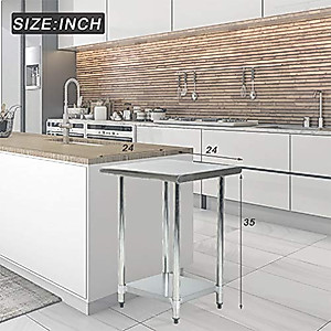 FDW Stainless Steel 24x24 Inch Kitchen Work Table