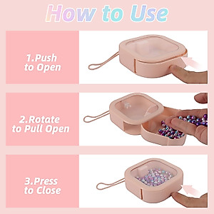 GBACHOOSE 6PCS Hair Tie Organizer, Small Portable Hair Tie Holder Hair Tie Container, Stackable Hair Tie Holder Hair Tie Storage Hair Tie Organizer Travel（Pink & White）