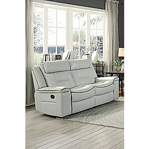 Homelegance Darwan 65" Leather Gel Double Reclining Loveseat, Light Gray