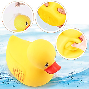 10" Jumbo Classic Yellow Rubber Duck Bathtime Toy, Floating Fun Pool Preschool Bathtub Toy, Giant Flexible Large Yellow Duck for Kids