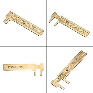 Handy Brass Sliding Gauge Brass Vernier Caliper Ruler Measuring Tool Double Scales mm/inch Mini Brass Pocket Ruler Measuring Tool (80mm)