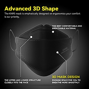 Keangs KN95 Face Masks 60 Pack, Breathable Protective Disposable Mask For for Adults And Teens, Black/White