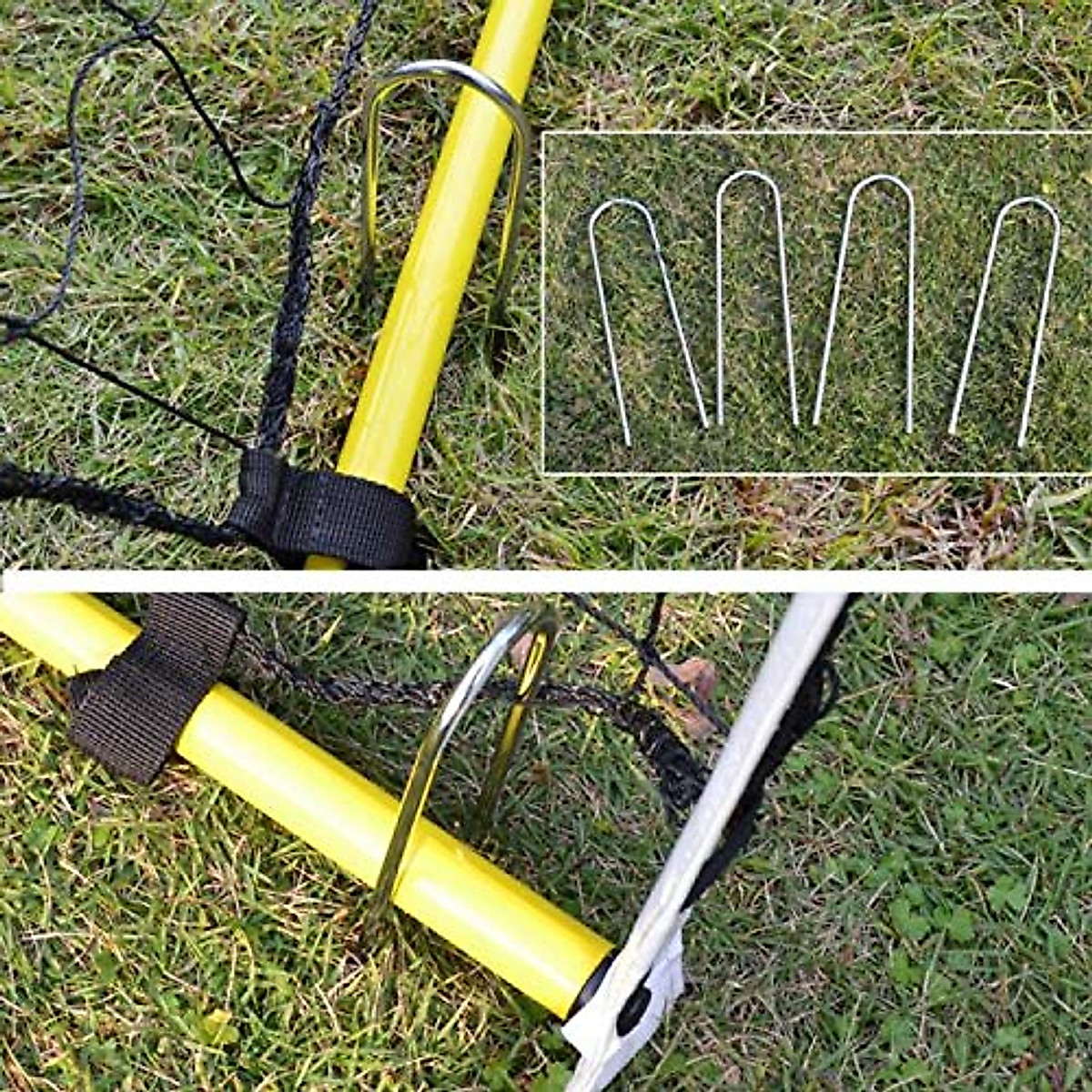 AAGUT 12 Inch Garden Stakes 50 PCS Fence Ground Stake Heavy Duty Yard Landscape Staples Galvanized Tent Spikes 11 Ga Lawn Pins for Dog Fencing, Drip Irrigation Hose, Weed Barrier Fabric, Chicken Wire