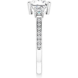 Moissanite World 3-Stone Moissanite Ring Princess 2.0CT, Moissanite Engagement Ring/Moissanite Wedding Ring/Bridal Ring Set 925 Sterling Silver Perfact for Gift Or As You Want (6)