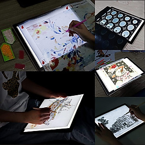 A4 Rechargeable Light Box with Bag, iVAOOZE Wireless Magnetic Tracing Light Pad, 5 Levels Brightness Light Table, Cordless Battery Powered Light Drawing Board for Diamond Painting Cricut Weeding Vinyl