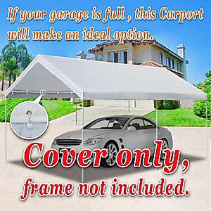 Strong Camel 12 x 20' Carport Replacement Canopy Roof Cover for Garage Shelter Carport Gazebo with Ball Bungees