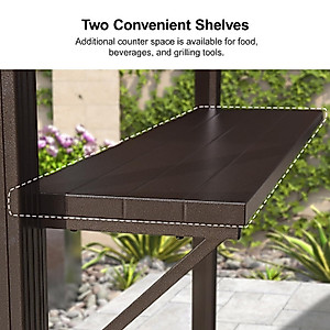 PURPLE LEAF 6' X 8' Hardtop Grill Gazebo for Patio Permanent Metal Roof with 2 Side Shelves Deck Yard Tent Aluminum Garden Outside Sun Shade Outdoor BBQ Canopy