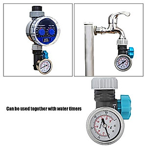 G3/4in Water Pressure Valve, Adjustable Water Pressure Regulator Valve with Pressure Gauge Greenhouse Garden Irrigation Controller