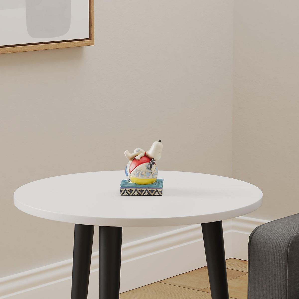 Enesco Peanuts by Jim Shore Snoopy Lounging on a Beach Ball Figurine, 4.625 Inch, Multicolor