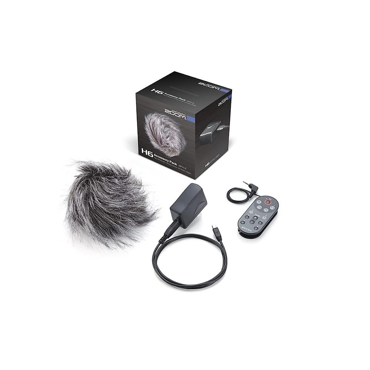 Zoom APH-6 Accessory Package for H6 Portable Recorder, Includes Remote Control with Extension Cable, USB AC Adapter, and Hairy Windscreen