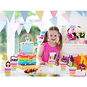 24 Pieces Music Straws for Drink Cocktail Straws Tik Tok Rock Star Rock Music Birthday Party Supplies Party Favor with 2 Pieces Cleaning Brush 6 Colors Straws