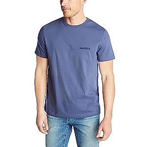 Nautica Men's Short Sleeve Solid Crew Neck T-Shirt, Blue Indigo, Medium