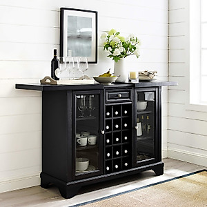 Crosley Furniture Alexandria Sliding Top Bar Cabinet with Storage Shelves, Drawer, and Wine Rack, Vintage Mahogany