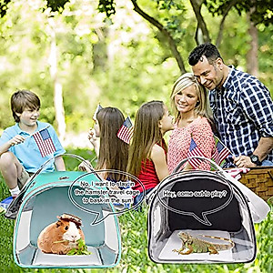 Small Animal Carrier Bag, Upgraded Portable Guinea Pig Carriers, Transparent Hamster Carrying Case, Reptile Rat Rabbit Bearded Dragon Hedgehog Carrier Bag for Travel, Hiking, Walking, Outdoor (Green)