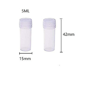 LASSUM 50 Pcs Plastic Sample Bottles Mini Clear Storage Case with Lid, 5ML Small Bottle Vial Storage