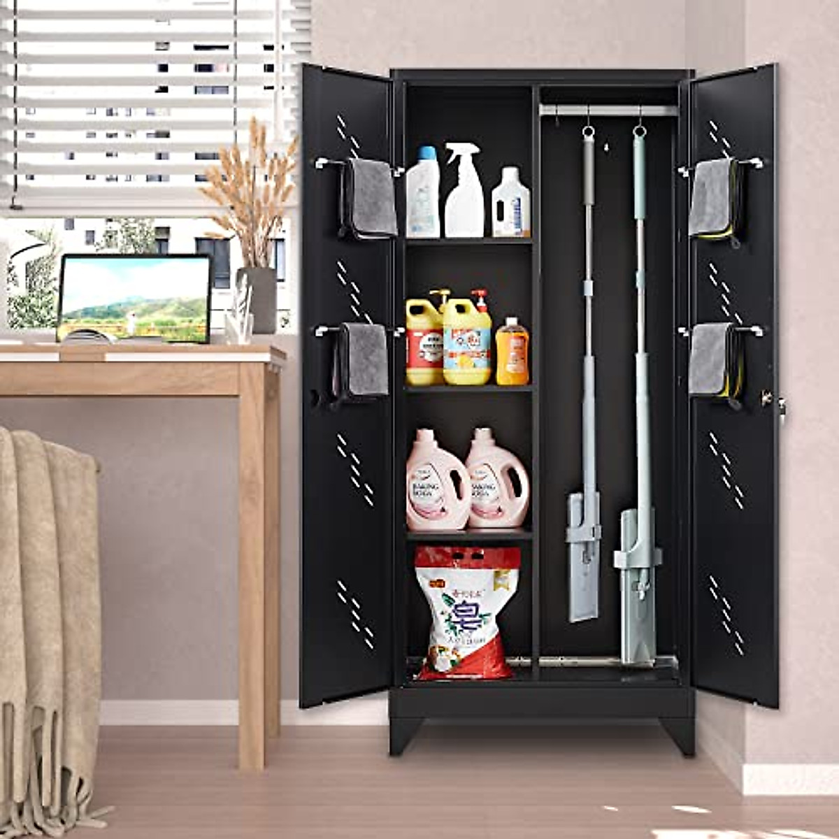 VASAAOSD Garage Storage Cabinet and Locker,Metal Storage Cabinet and Office Storage,Cabinets for Storage with Doors,Wardrobe Cabinet and Locking Cabinet for Kichen,Home,Office