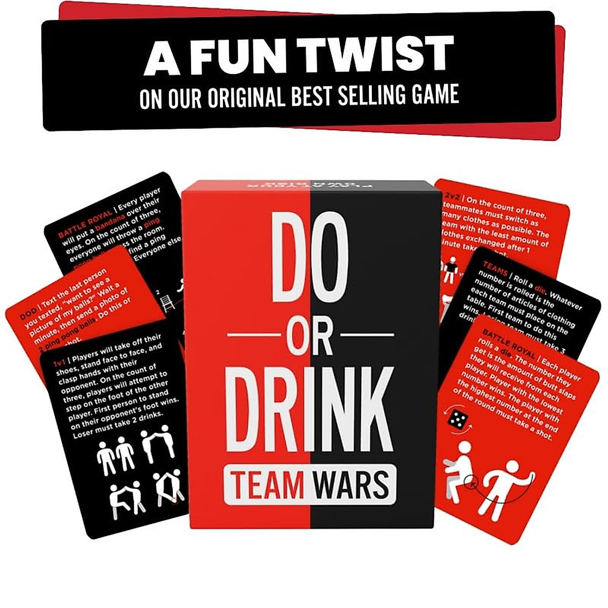 Do or Drink Team Wars - Drinking Games for Game Night, Girls Night, and More - Adult Games with Cups, Ping Pong Balls, Dice, Ropes, and More - Fun Party Games