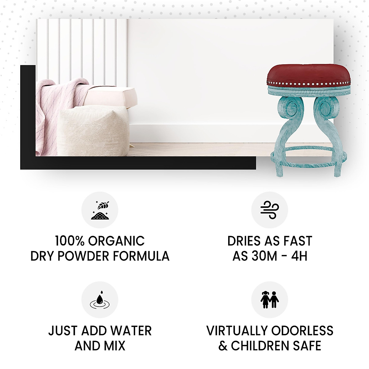 Real Milk Paint, Wood Paint for Furniture, Matte Paint for Cabinets, Walls, Brick, and Stone, Water Based Organic, No VOC, Beachglass, 1 Pint