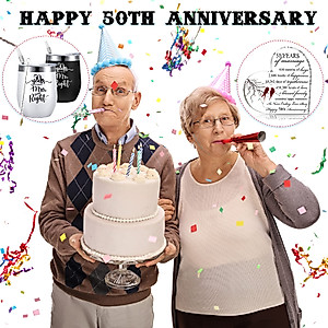 Sieral 50th Years of Marriage Gift 2 Pcs Wine Tumbler Set Anniversary Cups Insulated Wine Glasses Mr and Mrs Tumblers Heart Marriage Keepsake Decoration Gifts for Couple Parents Wife Mom