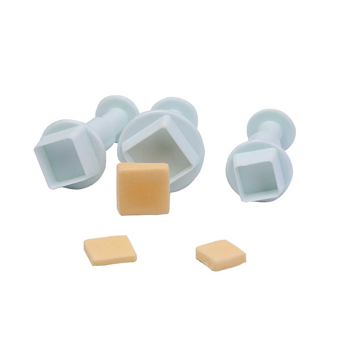 3Pcs Square Plunger Cutters Set Fondant Sugarcraft Decorating Cutters Tools-Tiny(0.6")