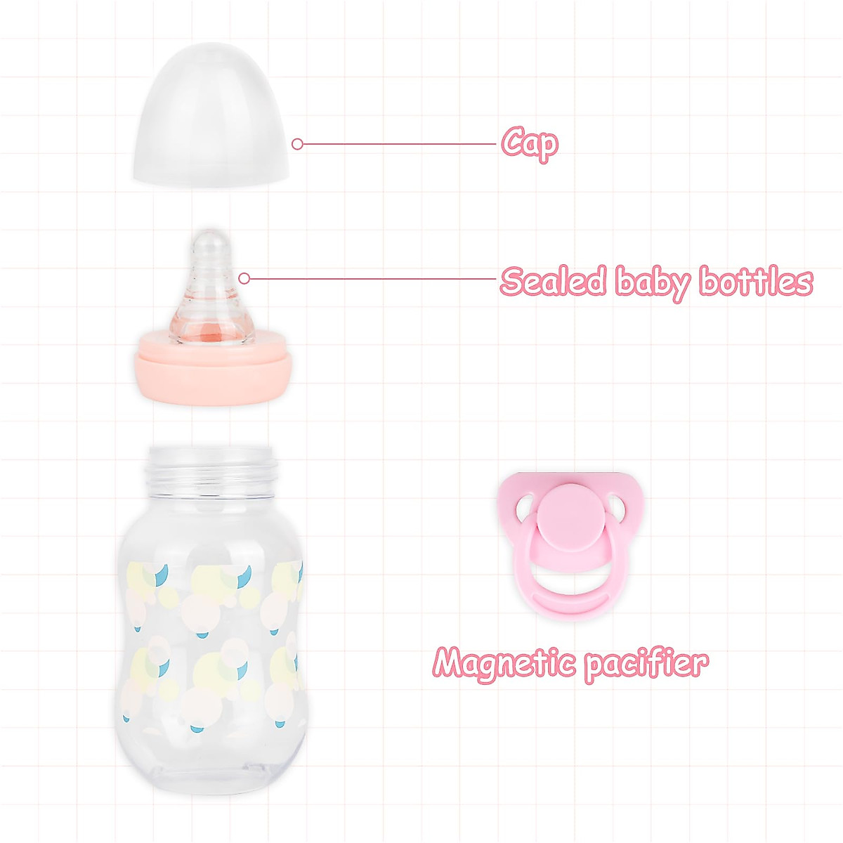 CHAREX Reborn Baby Doll Accessories Fake Feeding Bottle Sealed Matching Putty Magnetic Pacifier Baby Girl