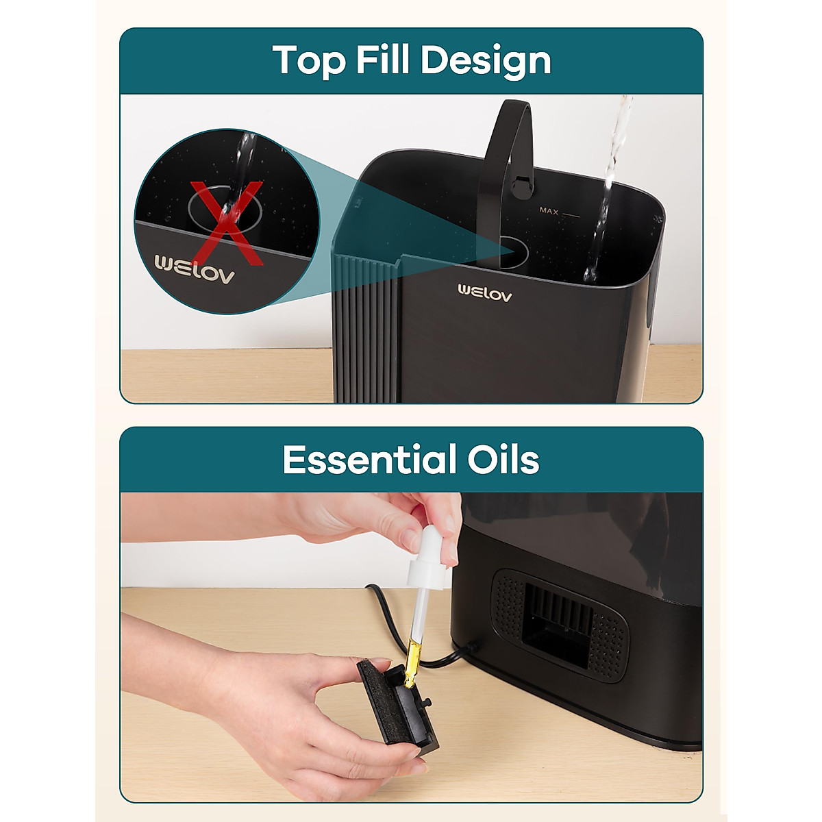 WELOV Smart Humidifiers for Large Room Bedroom, 6L Top Fill Cool Mist Humidifier with Essential Oil Diffuser, Quiet BoostMist Humidifier for Baby Nursery & Plants, App & Voice Control, Auto Mode