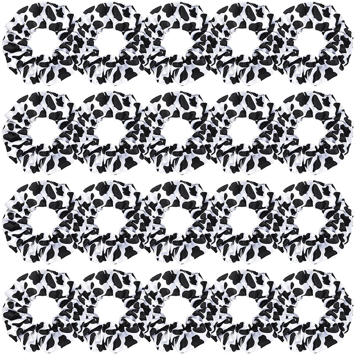 20 Pieces Cow Print Scrunchies Cow Hair Scrunchies Woman Scrunchy Hair Ties Elastic Silk Satin Scrunchies Hairband Scrunchy Ponytail Holder for Player Team Party Hair Accessories(Black)