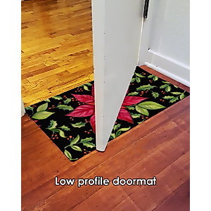 Toland Home Garden 800116 Poinsettia Winter Door Mat 18x30 Inch Christmas Outdoor Doormat for Entryway Indoor Entrance