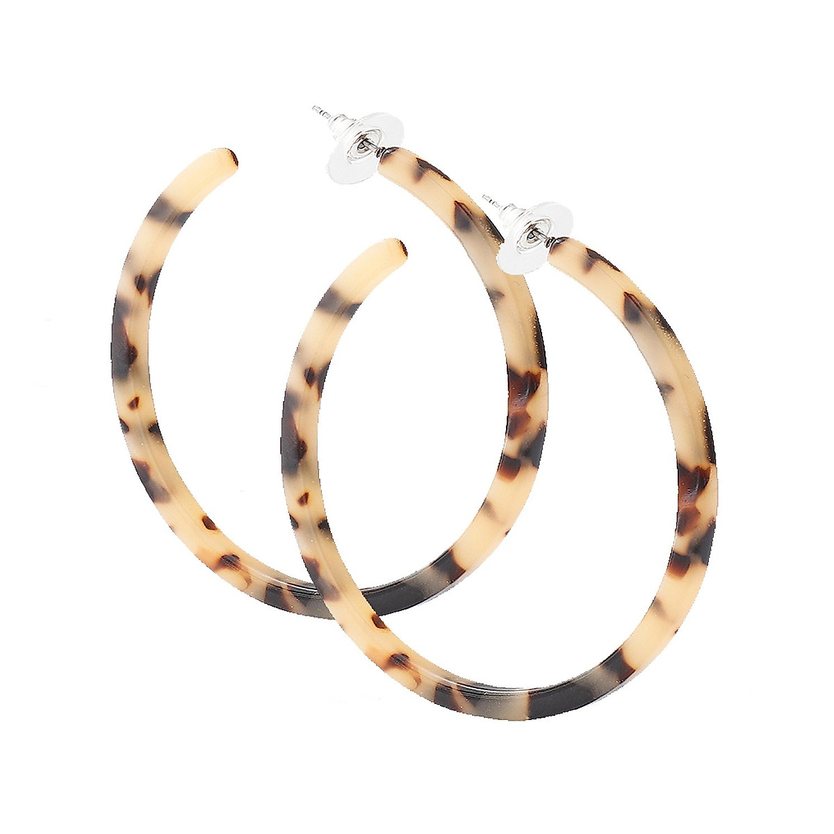 PHALIN Acrylic Hoop Earrings Tortoiseshell Acrylic Earrings Geometric Resin Earring Studs for Women (A Leopard)