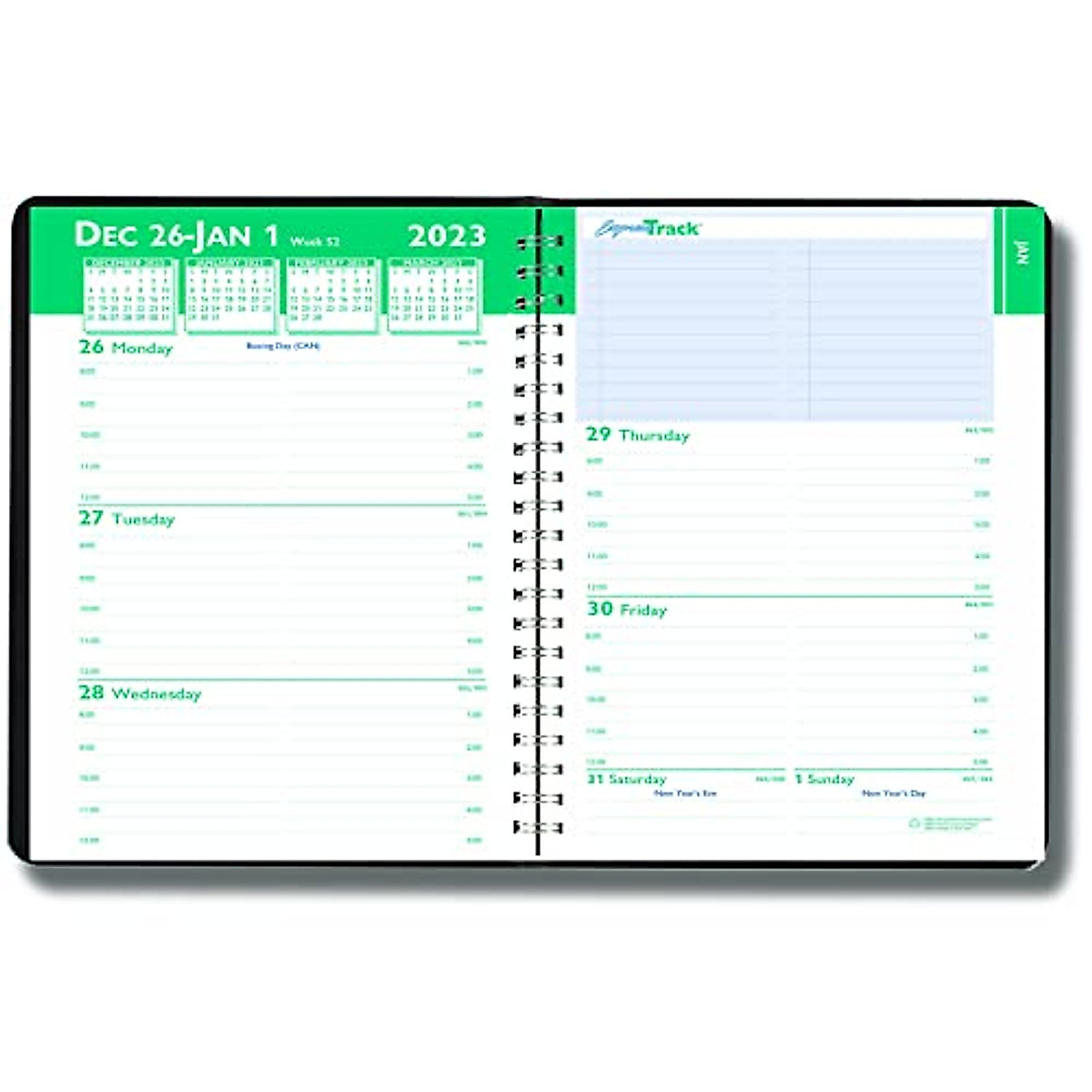 House of Doolittle Express Track Recycled Weekly Appointment Book/Monthly Planner, 8 x 5, Black Cover, 13-Month (Jan to Jan): 2023 to 2024