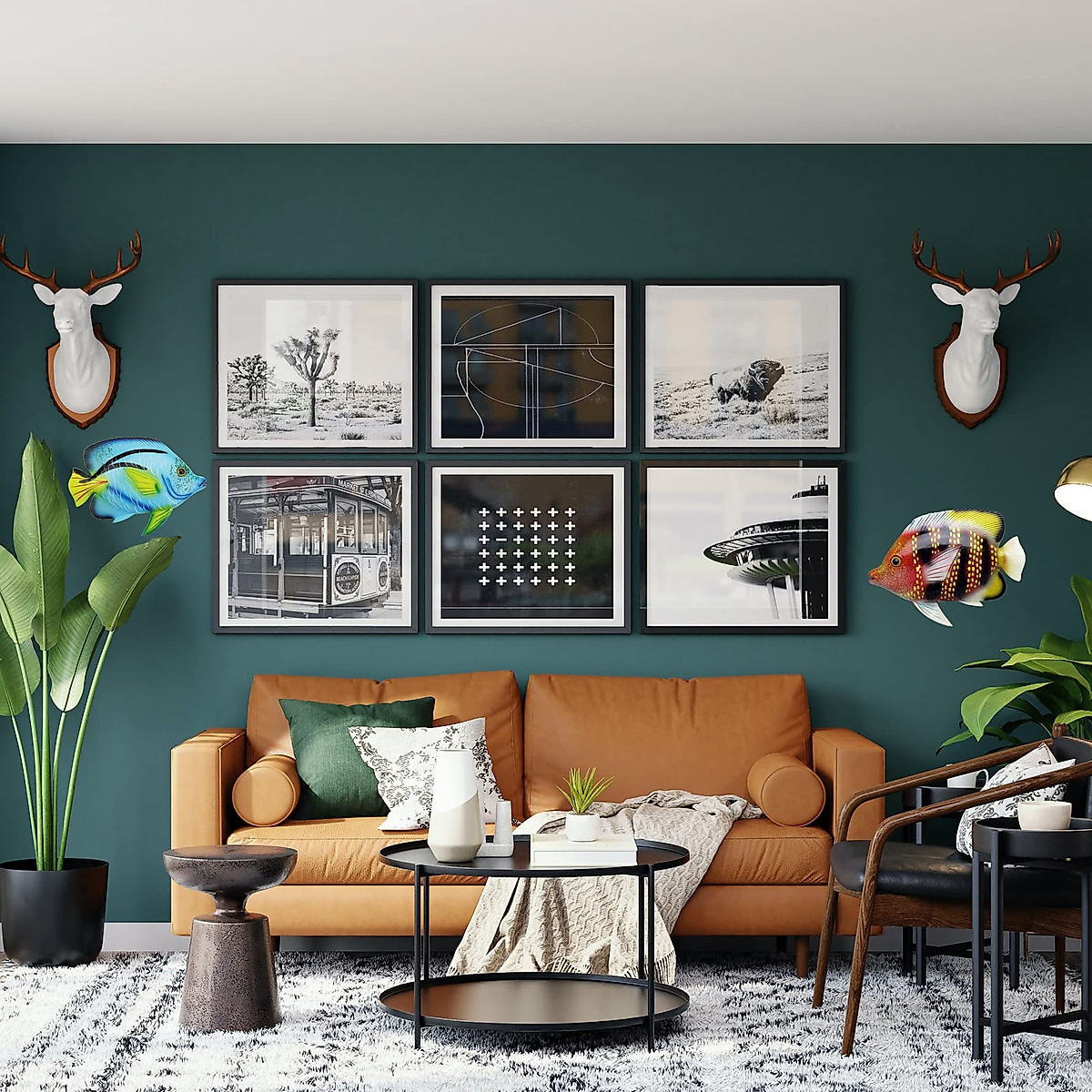 Tropical Fish Wall Decor Black Hanging Wall Art Décor Sculpture Statues Ocean Sea Decorations For Home Nursery Office Garden Patio Fence Bathroom Yard Pool Indoor Outdoor Beach Nautical Theme Fish6