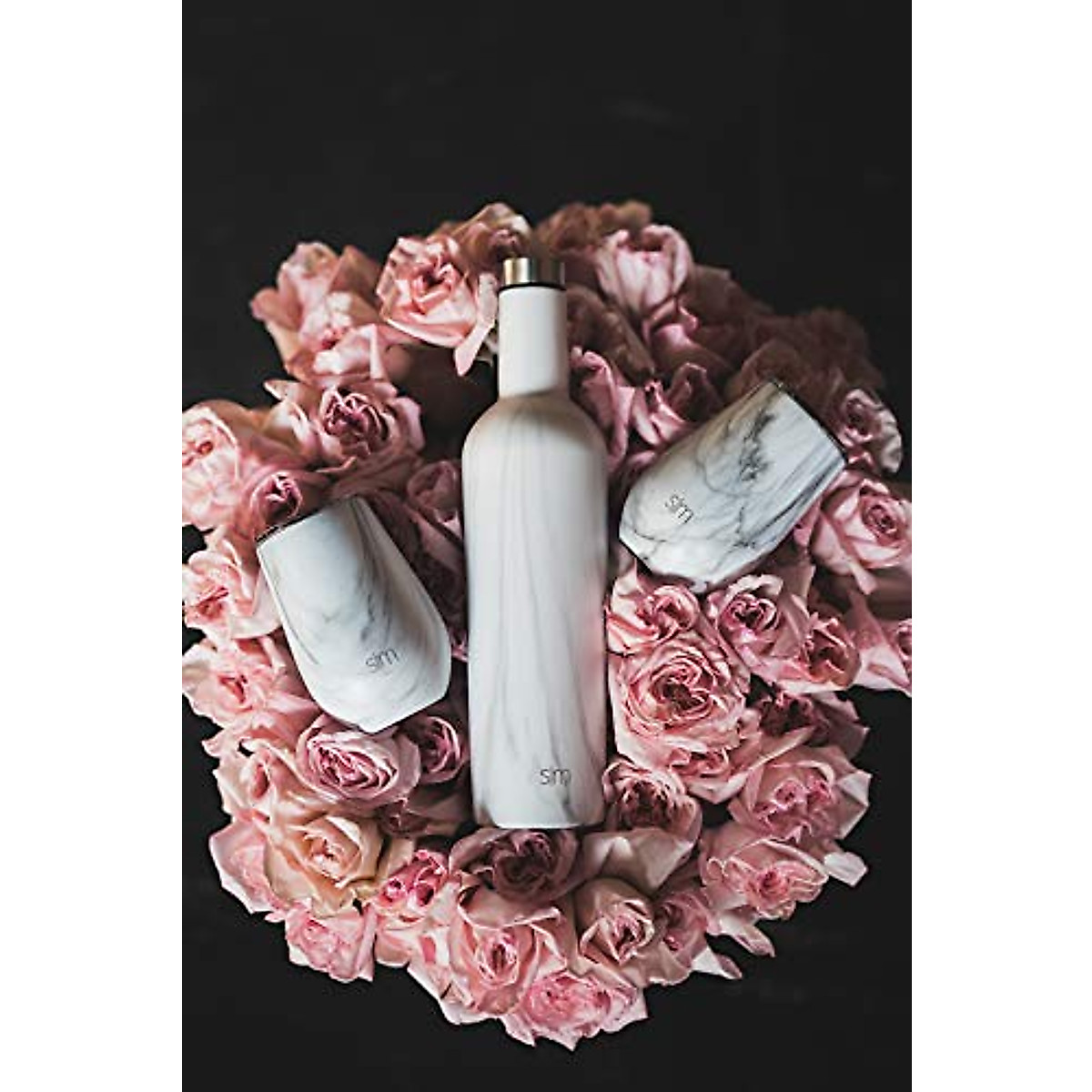 Simple Modern Wine Tumbler and Bottle Gift Set | Vacuum Insulated 750ml Bottle and 2 12oz Stemless Glass Cups with Lid | Spirit Collection | Blush