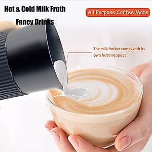 DITOSH All-Round Coffee Companion Electric Moka Pot & Milk Frother 2-in-1 Machine Aluminium Material One-touch Operation Milk Froth Fine and Dense Black 110V