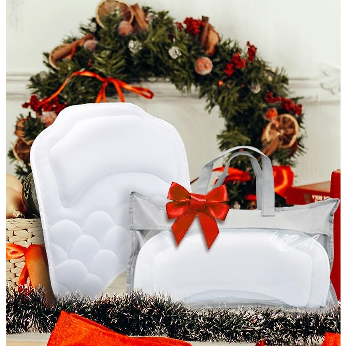 Bathtub Spa Pillow Bath Pillows for tub, with Non-Slip 8 Large Strong Suction Cups, Free Machine Washable Bag