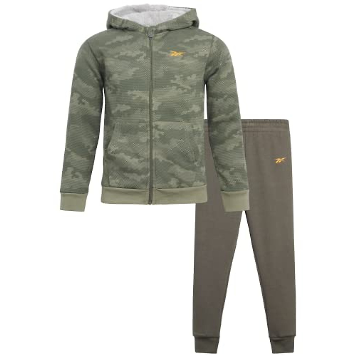 Reebok Boys' Sweatsuit Set - 2 Piece Fleece Hoodie Sweatshirt and Jogger Sweatpants (4-7), Size 8, Hunter Green