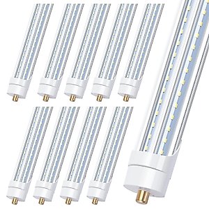 LIGHEART T8 8 Foot LED Shop Light, 90W 10000LM LED Light Tube, Single Pin FA8 Base, Cool White 6000K,V Shaped LED Tube Light, 96" LED Bulb Light Replacement for 8Ft Fluorescent Fixtures(10Pack)